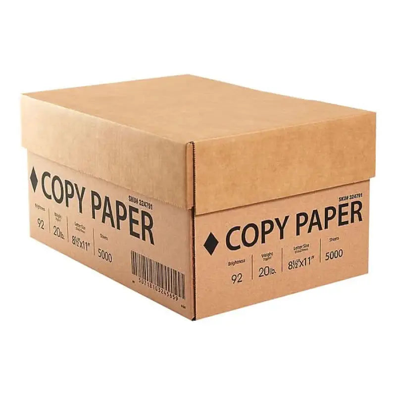 Copy Paper 20 lbs. 8.5" x 11" White 5000 Sheets/Carton