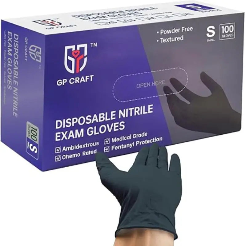 Disposable Gloves GP Craft Black Nitrile Exam Gloves 6